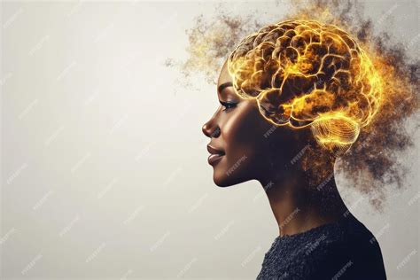Profile Of A Woman With A Glowing Brain Representing Cognitive Power Neural Activity And The
