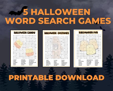 Halloween Word Search Printable Large Print Puzzle Pdf Etsy