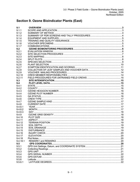 Section 9 Ozone Bioindicator Plants East