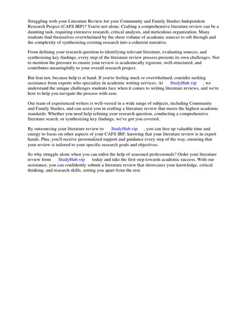 Literature Review Cafs Irp Pdf Methodology Anxiety
