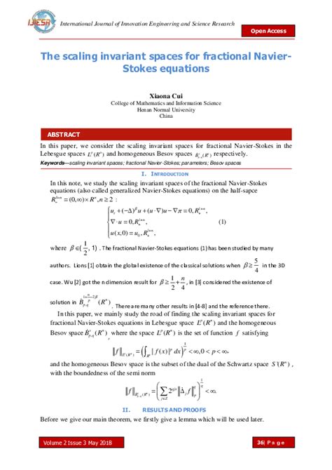 Pdf The Scaling Invariant Spaces For Fractional Navier Stokes Equations