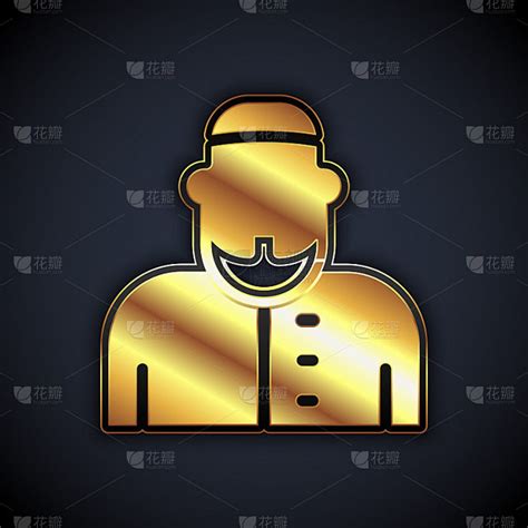 金色穆斯林男子图标孤立在黑色背景。向量