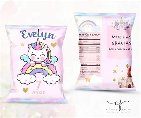 Bolsas De Papas Personalizadas Chip Bags Unicornio Pz Meses Sin Intereses