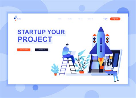 Modern Flat Web Page Design Template Concept Of Startup Your Project Decorated People Character
