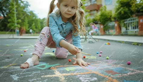 Premium Photo A Young Girl Is Sitting On The Ground And Drawing With