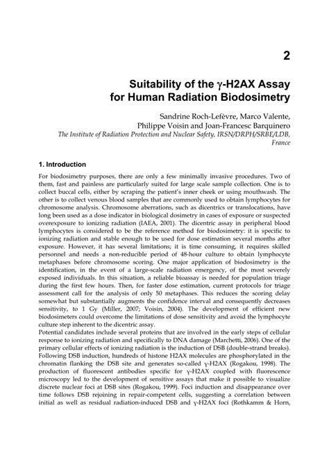Pdf Suitability Of The γ H2ax Assay For Human Radiation Biodosimetry