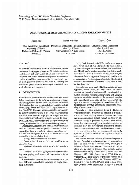Employing Databases For Large Scale Reuse Of Simulation Models Ieee