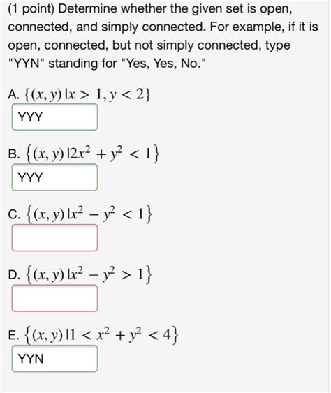 Solved 1 Point Determine Whether The Given Set Is Open