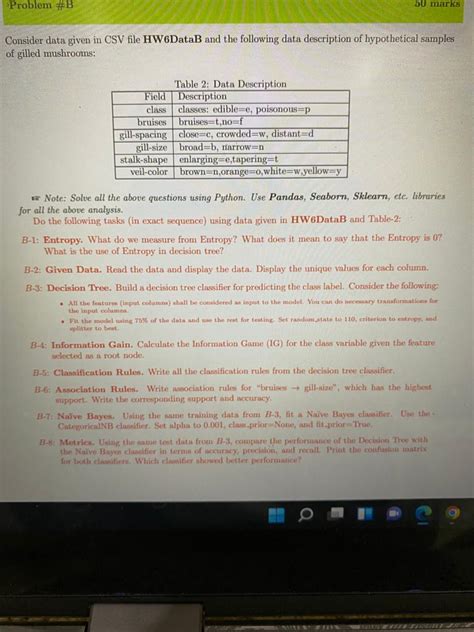 Solved Problem B 50 Marks Consider Data Given In Csv File