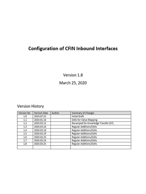 Configuration Of Cfin Inbound Interfaces 1 Pdf Replication