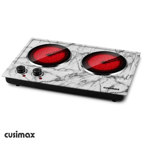 Cusimax 1800w Ceramic Electric Double Burner Dual Control Infrared