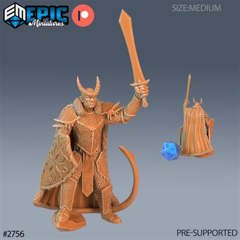 3d Printable Frost Tiefling Paladin Set Human Devil Hybrid Evil Ice Humanoid Ruthless Snow