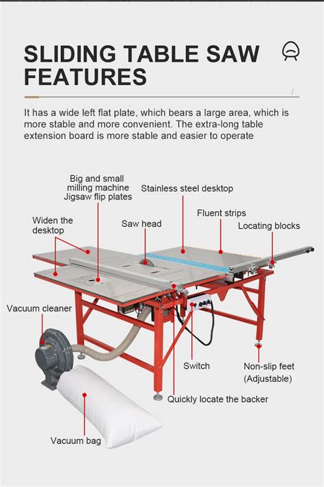 Multi Function Woodworking Sliding Table Saw Machine Woodworking Wood Cutting Machine Sliding