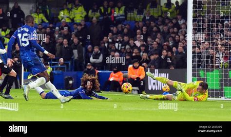 Chelseas Marc Cucurella With An Attempt On Goal During The Premier