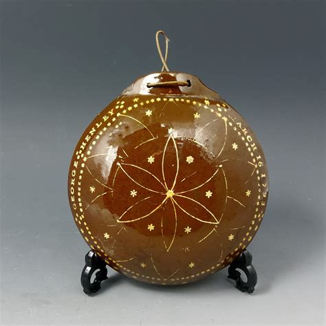 A Fine And Rare Earthenware 18thc Named And Dated Slipware Flask From Chailey Sussex John