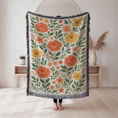 Woven Blanket Photoshop Mockup Printify Fringed Woven Blanket Template
