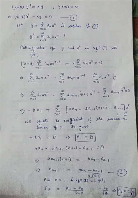 solve the initial value problems by a power series x 2 y xy y 0 4