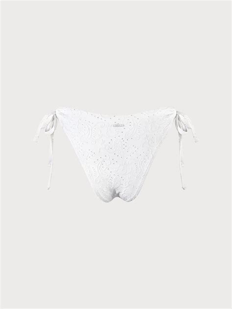 Textured Tie Bikini Bottom And Reviews White Sustainable Bikinis