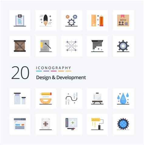 Free Vector 20 Design Development Flat Color Icon Pack Like Design Board Development