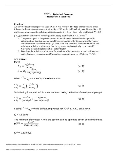Biological Processes Homework Solutions
