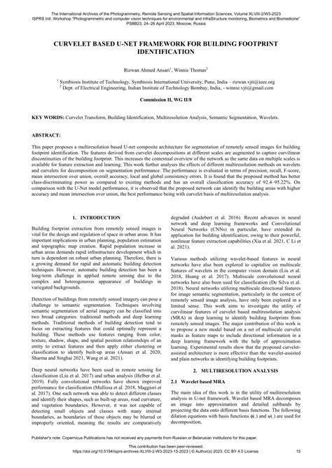 pdf curvelet based u net framework for building footprint identification