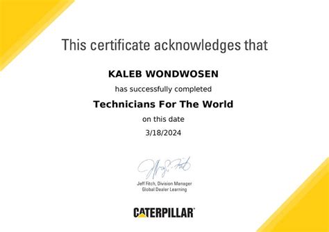 Caterpillar Techniciansfortheworld Journeybegins Kaleb W Getachew