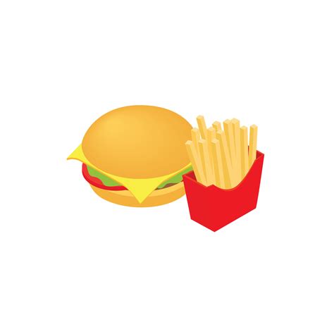 ícone De Hambúrguer E Batatas Fritas Estilo 3d Isométrico 14153015