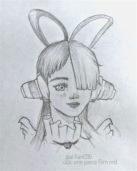 Drawing Pencil Simple Uta One Piece Film Red In 2022