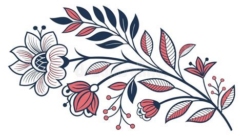 Decorative Floral Branch With Berries Elegant Botanical Art Illustration Vector Design
