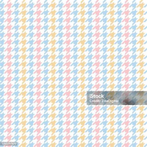 파스텔 블루 핑크 옐로우 화이트의 봄을 위한 하운드투스 체크 패턴 스카프 재킷 코트 스커트 드레스 기타 현대 패션 섬유 프린트를