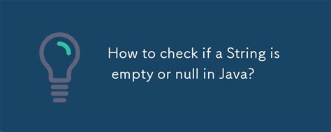 How to check if a String is empty or null in Java?-javaTutorial-php.cn