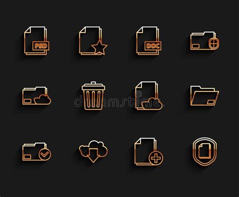 set line document folder and check mark cloud download psd file