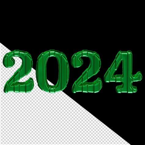 2024 Año Nuevo Verde 3d Archivo Psd Premium