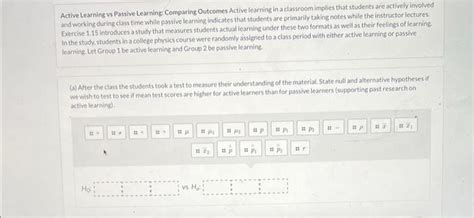 Active Learning Vs Passive Learning Comparing Chegg
