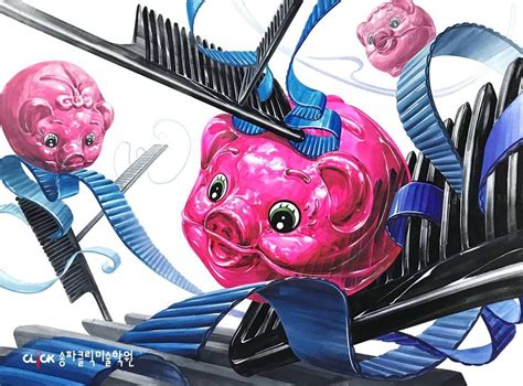 송파클릭미술학원🐤 On Instagram 돼지저금통 꼬리빗 띠골판지🤩🤩 저금통 완전 귀엽😆😆😆 기초디자인 기디 기초디자인완성작 기초디자인연구작