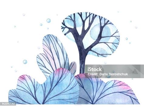 겨울 숲 풍경 귀여운 나무와 관목 수평 배너 인사말 카드에 대한 수채화 상세 그림 0명에 대한 스톡 벡터 아트 및 기타 이미지