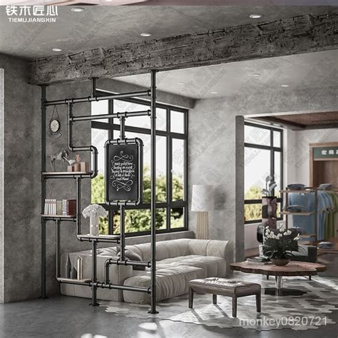 店長 推薦】【高品質】loft美式複古工業風鐵藝屏風隔斷辦公室客廳水管置物架玄關鏤空 蝦皮購物