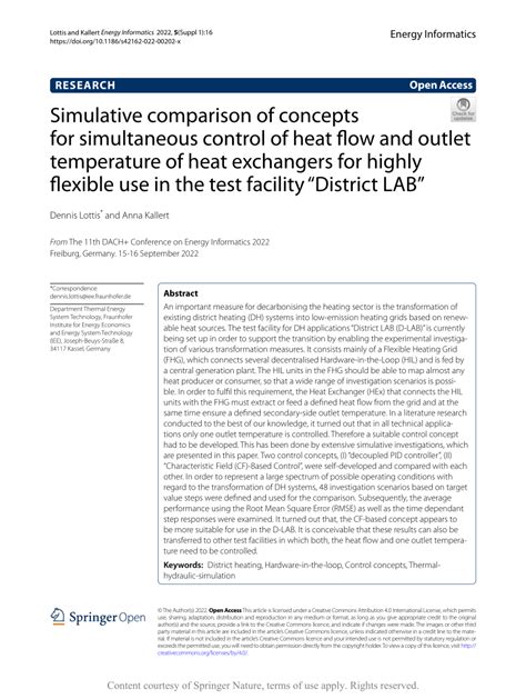 Pdf Simulative Comparison Of Concepts For Simultaneous Control Of Heat Flow And Outlet