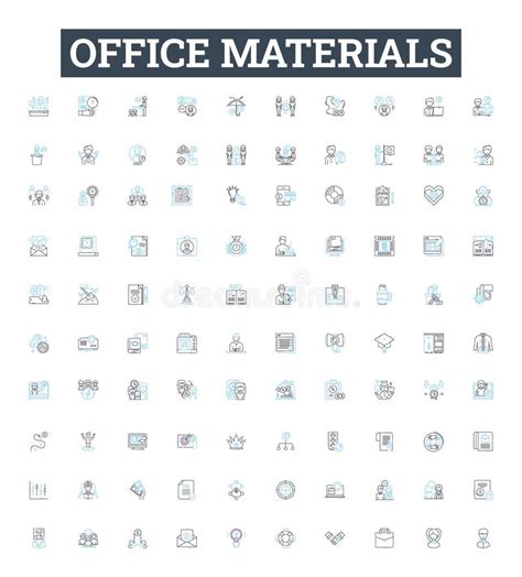 Conjunto De Iconos De Línea Vectorial De Materiales De Oficina