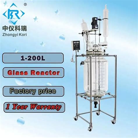 Chemical Lab Bioreactor Glass Lined Reactors With Laboratory Double Layer Jacketed Glass Reactor