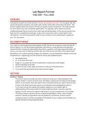 Lab Report Format Theory Deliverables And Discussion Cse Course Hero