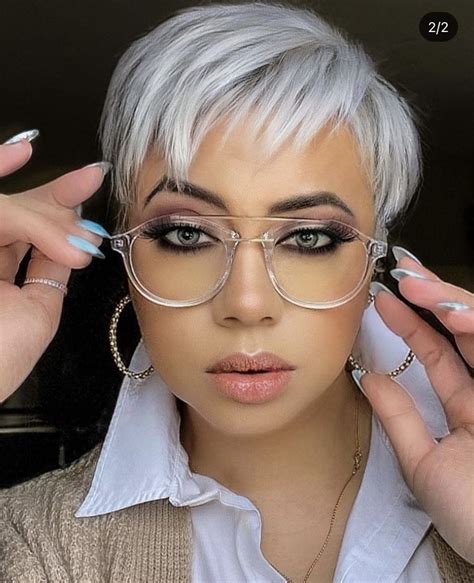 Pin On At The Salon Very Short Hair Glasses Women Fashion Eyeglasses Short Hair Black