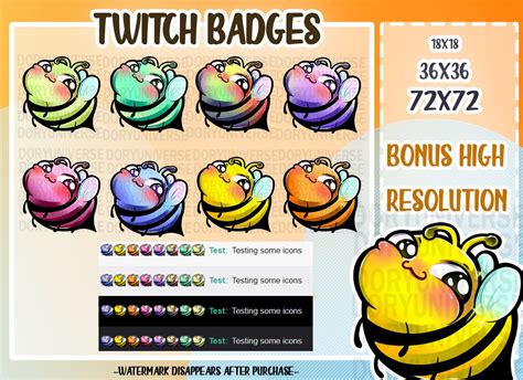 8x Cute Bee Twitch Sub Badges Etsy
