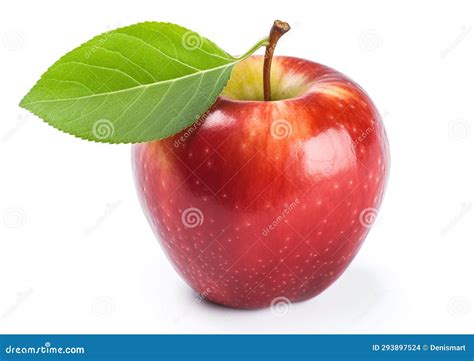 Red Sweet Apple With Leaf On White Backgroundmacroai Generative Stock