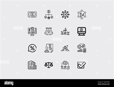 Finance And Business Line Icons Collection Big Ui Icon Set In A Flat Design Stock Vector Image