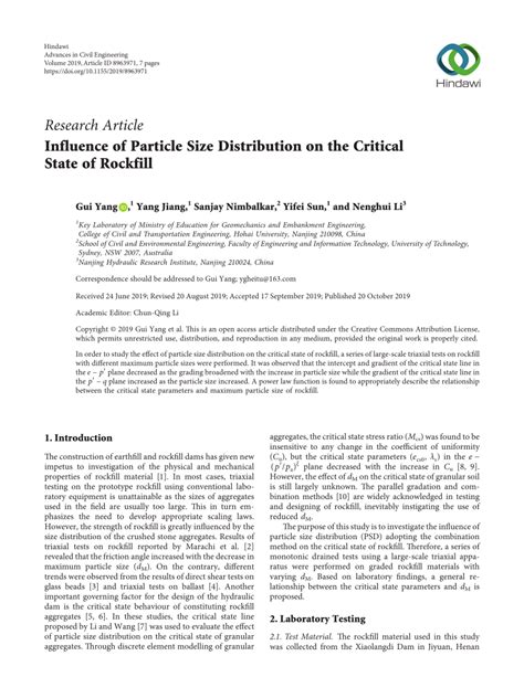 Pdf Influence Of Particle Size Distribution On The Critical State Of