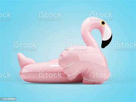 그림자가 있는 파란색 배경에 바다에서 레크리에이션을 위한 풍선 원형 분홍색 공작의 3d 그림 공기 주입에 대한 스톡 사진 및 기타 이미지 Istock