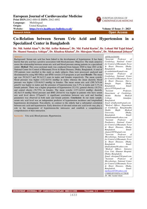 Pdf Journal Of Cardiovascular Disease Research Association Of Serum