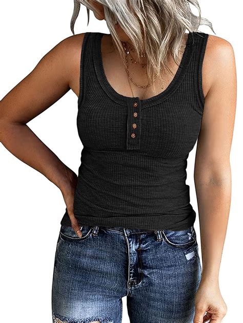 Sumona Women Tank Tops Colorful Ribbed Rib A Shirts Basic Sleeveless