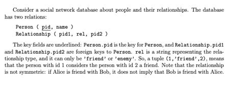 Solved Consider A Social Network Database About People And